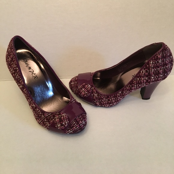 Bumper | Shoes | Classy Comfortable Purple Plaid Heels | Poshmark
